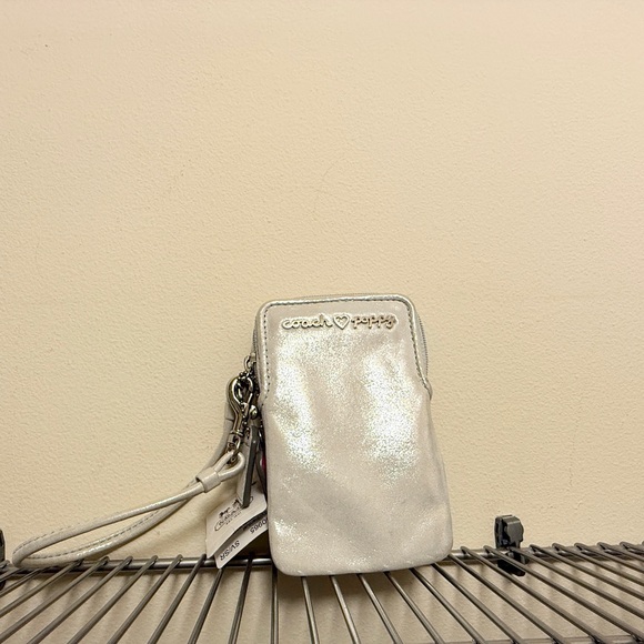 Coach | Bags | Coach Metallic Silver Wristlet | Poshmark